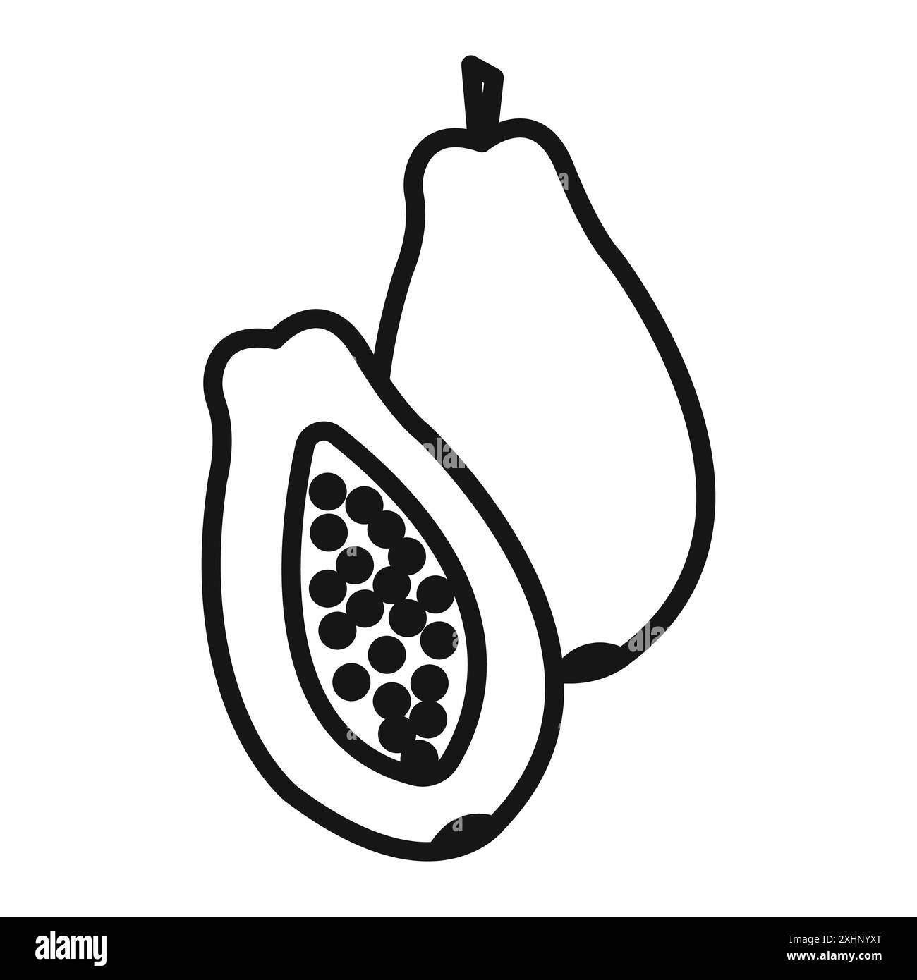 Papaya icon (2) Black line art vector in black and white outline set ...