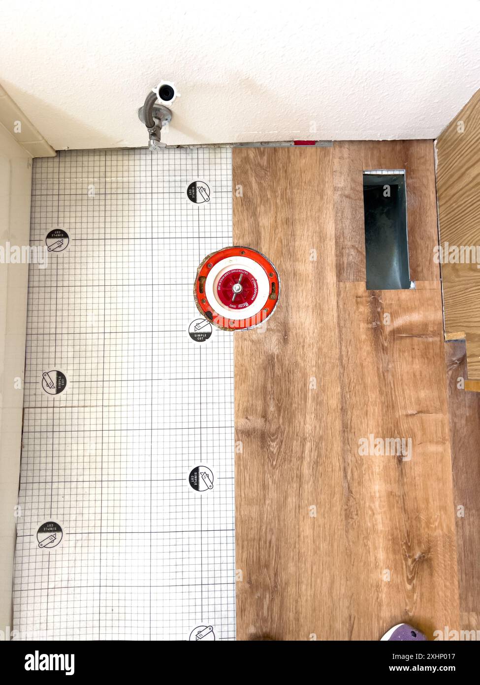 Bathroom Renovation in Progress with New Flooring Stock Photo - Alamy