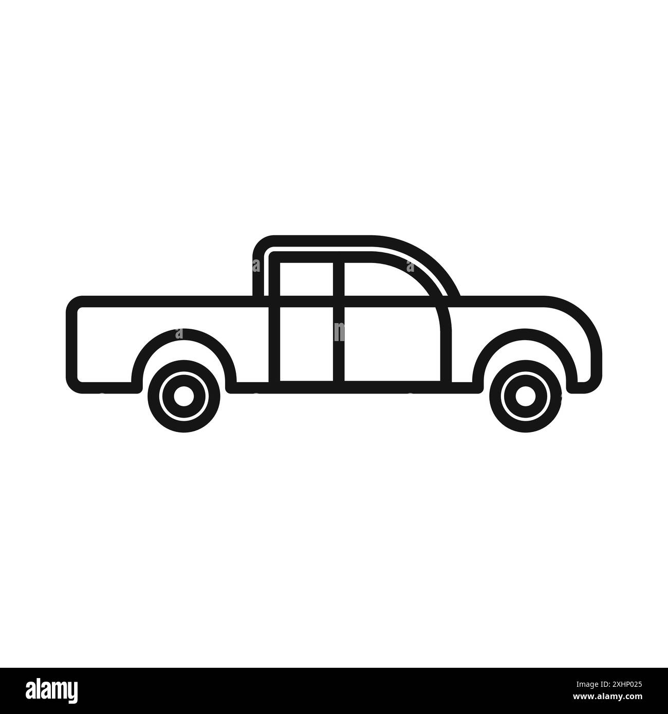 Pickup truck icon Black line art vector in black and white outline set ...