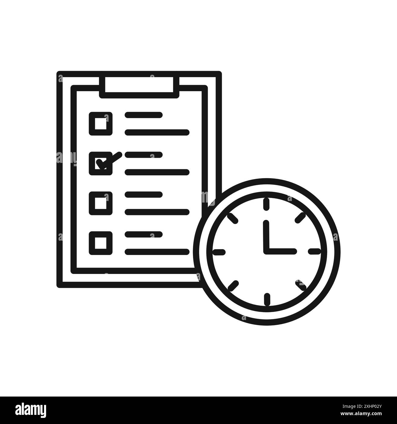 testing time icon Black line art vector in black and white outline set ...