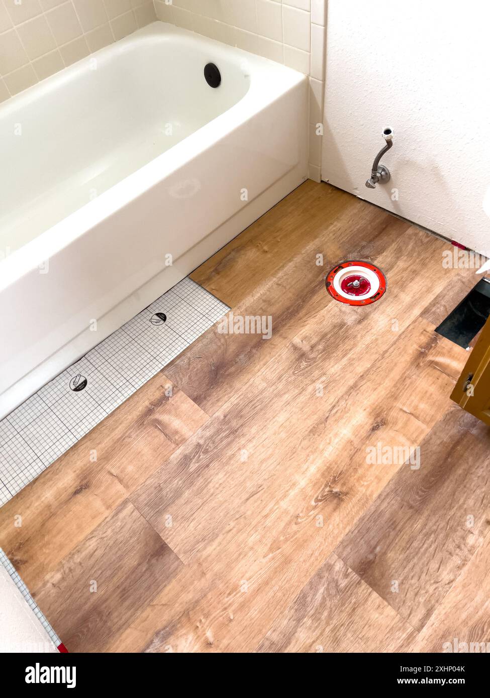 Bathroom Renovation in Progress with New Flooring Stock Photo - Alamy
