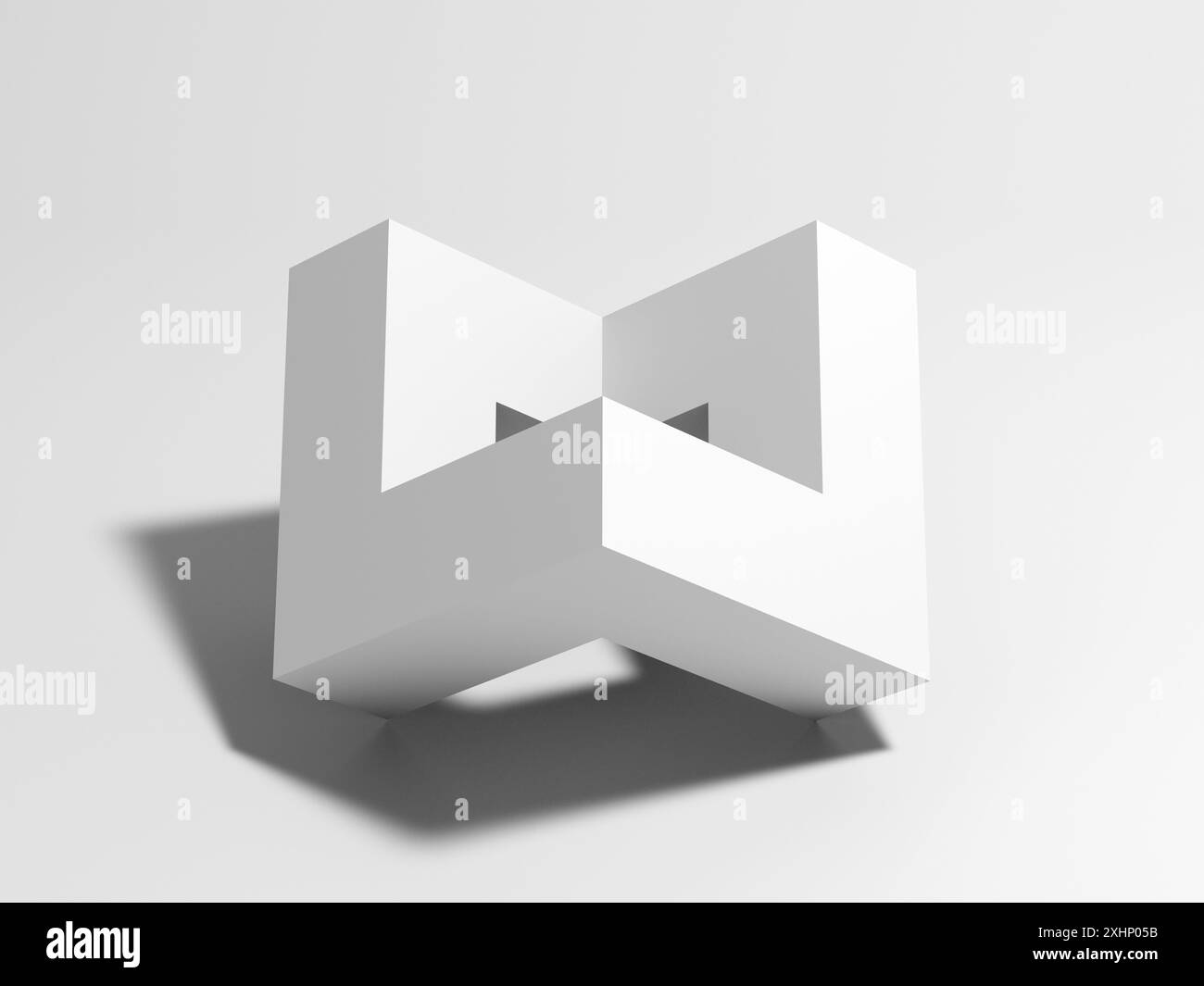 Abstract white geometric object is on white background with soft shadow ...
