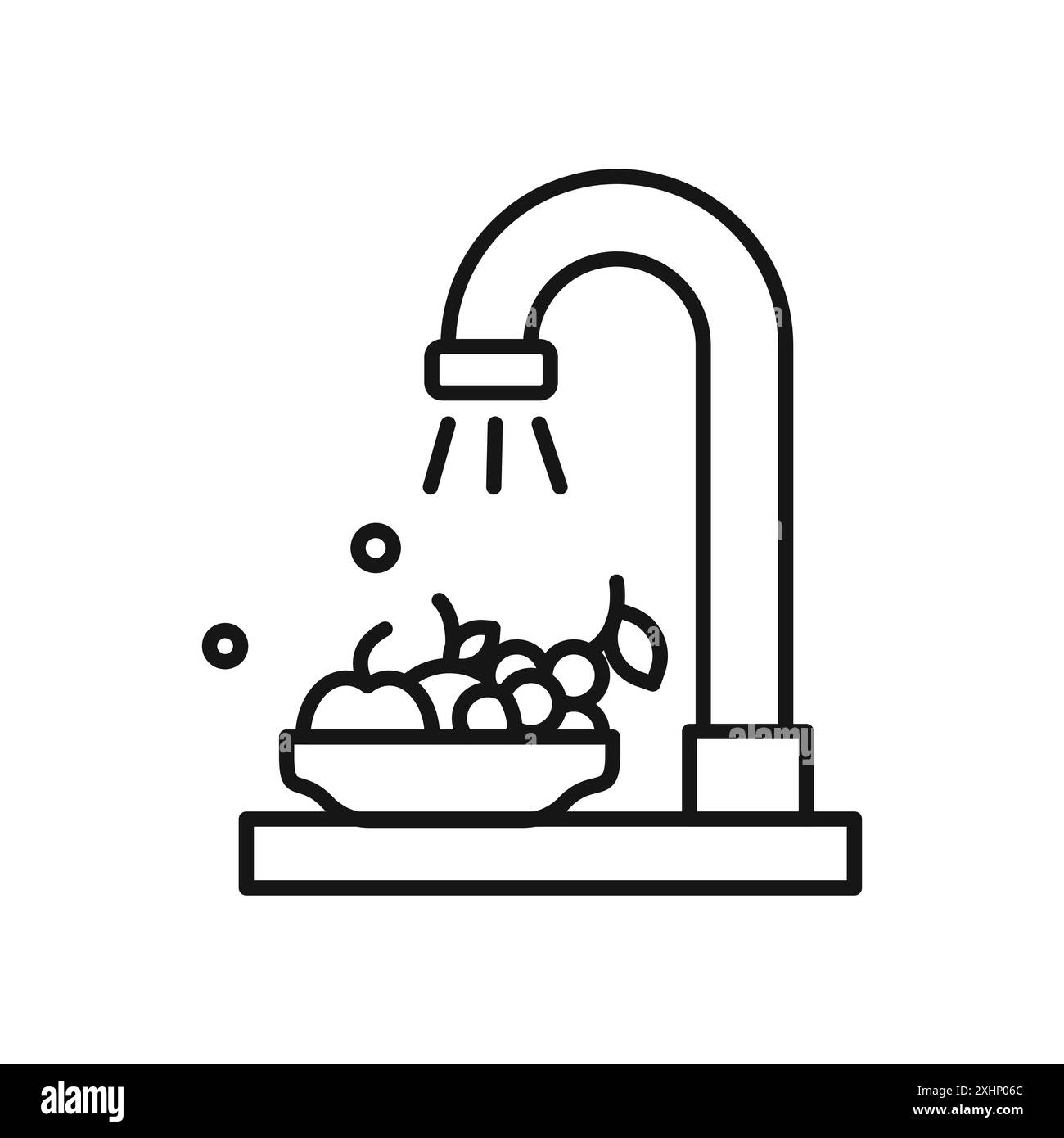 Fruits Washing icon Black line art vector in black and white outline set collection sign Stock ...