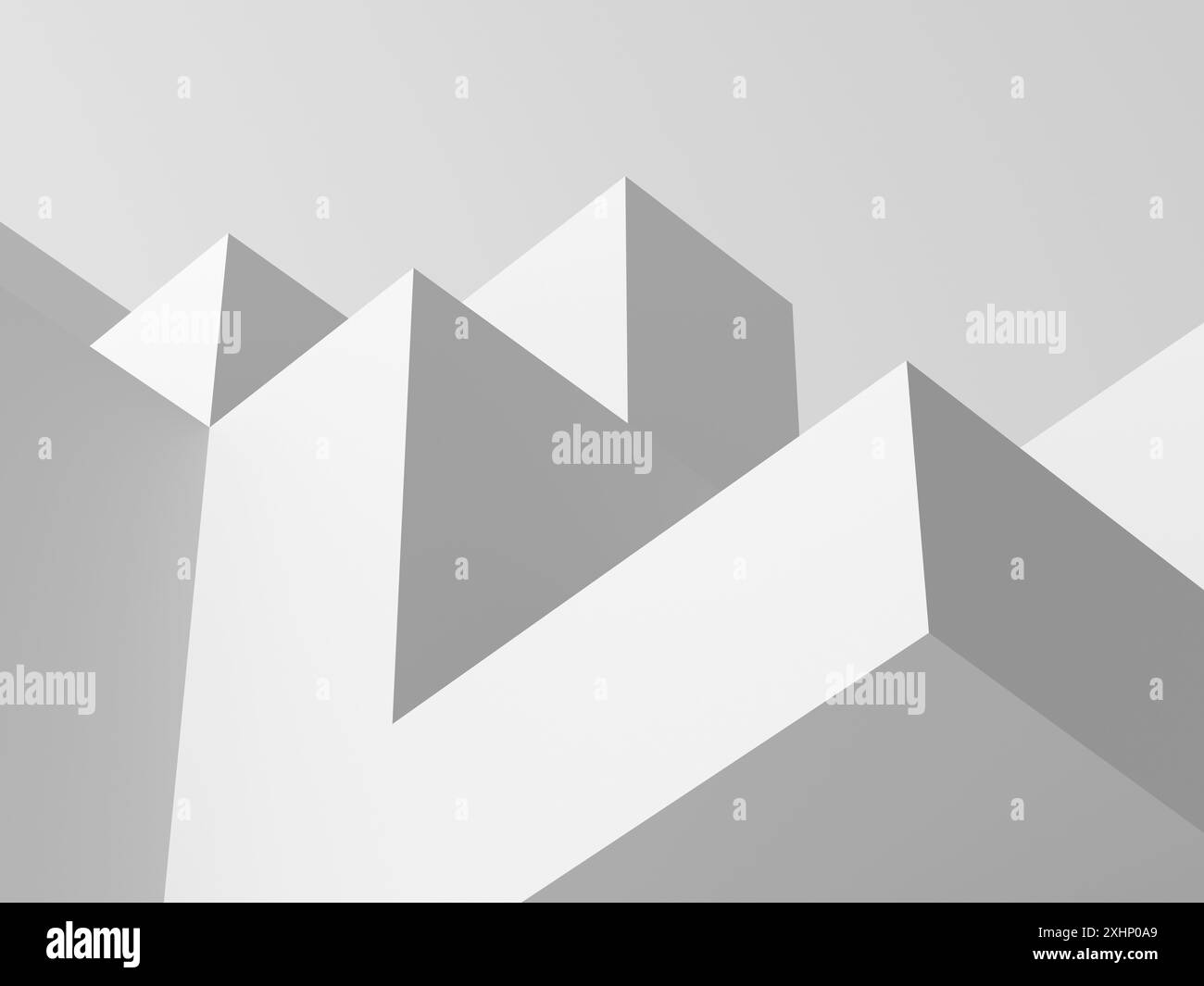 Abstract white installation of low poly cubical structures. 3d ...