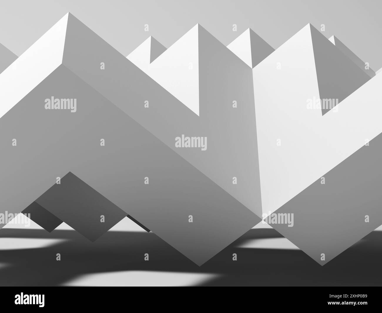 Abstract white background with low-poly geometric installation. 3d ...