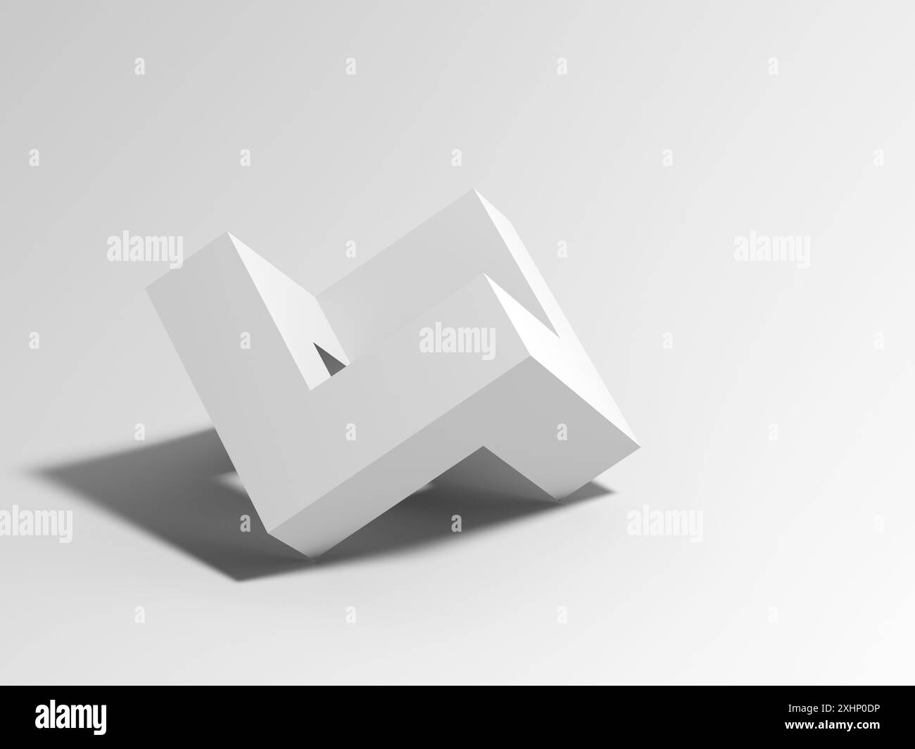 Abstract white geometric object is on white background. Hexabit. 3d ...