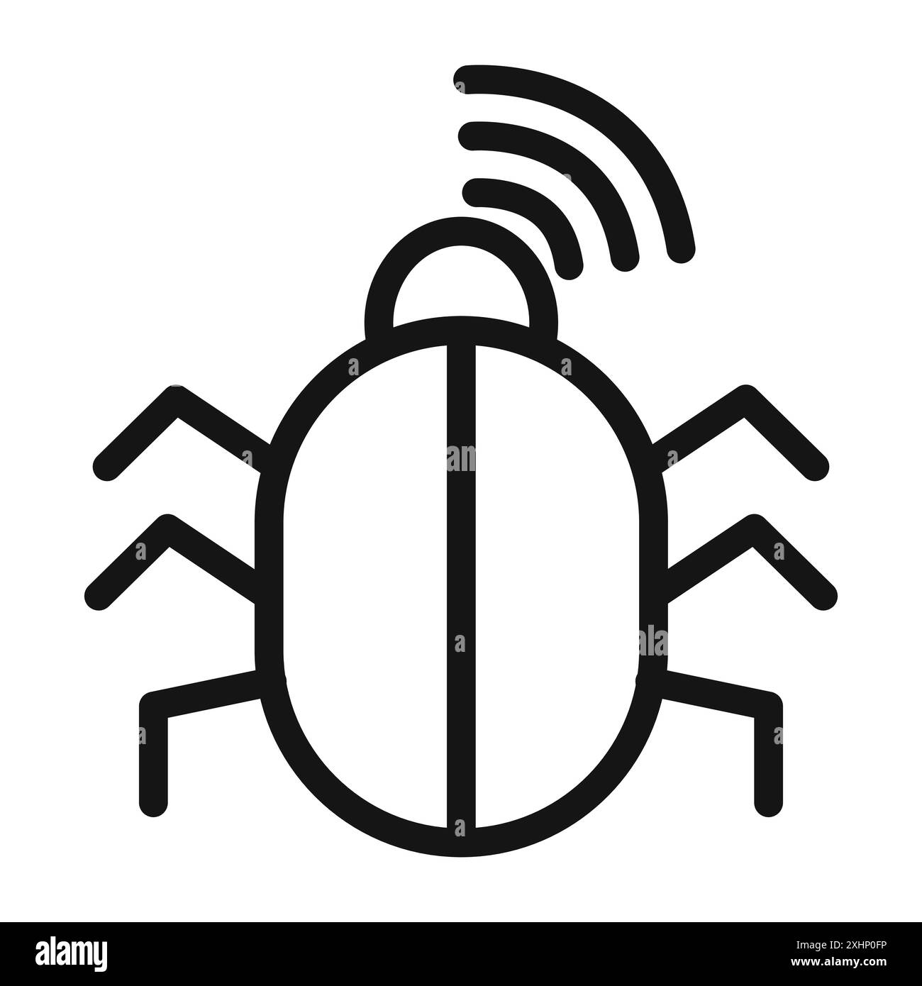 Radio spy bug icon Black line art vector in black and white outline set ...