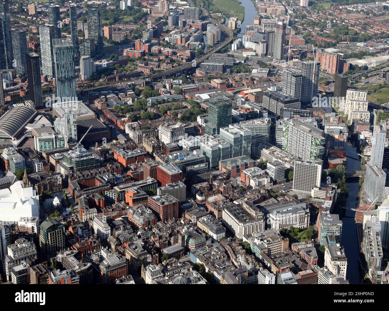 aerial view from the North looking South West of Manchester city centre ...