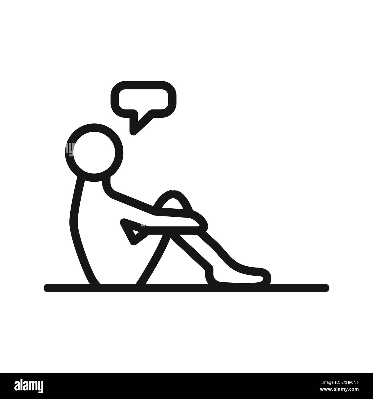 helpless human icon Black line art vector in black and white outline ...