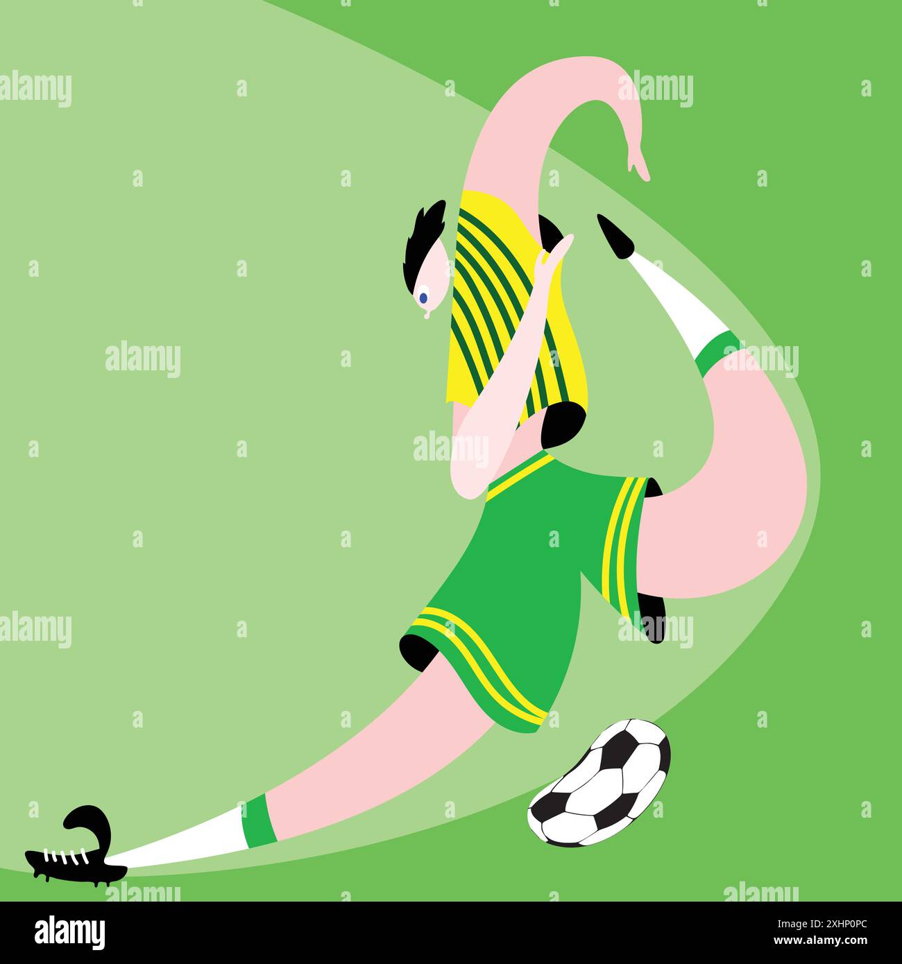 Abstract vector illustration of cartoon soccer player with elongated ...