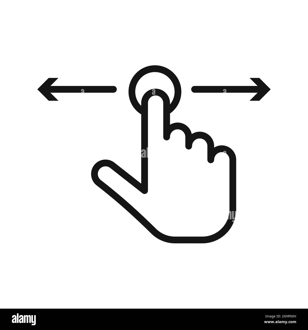 Horizontal swipe Flick Icon Black line art vector in black and white ...