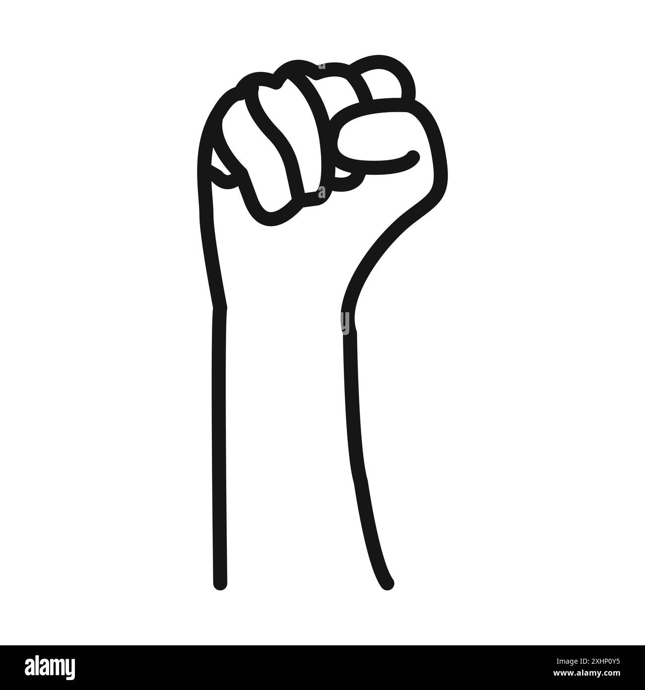 raised fists icon Black line art vector in black and white outline set ...