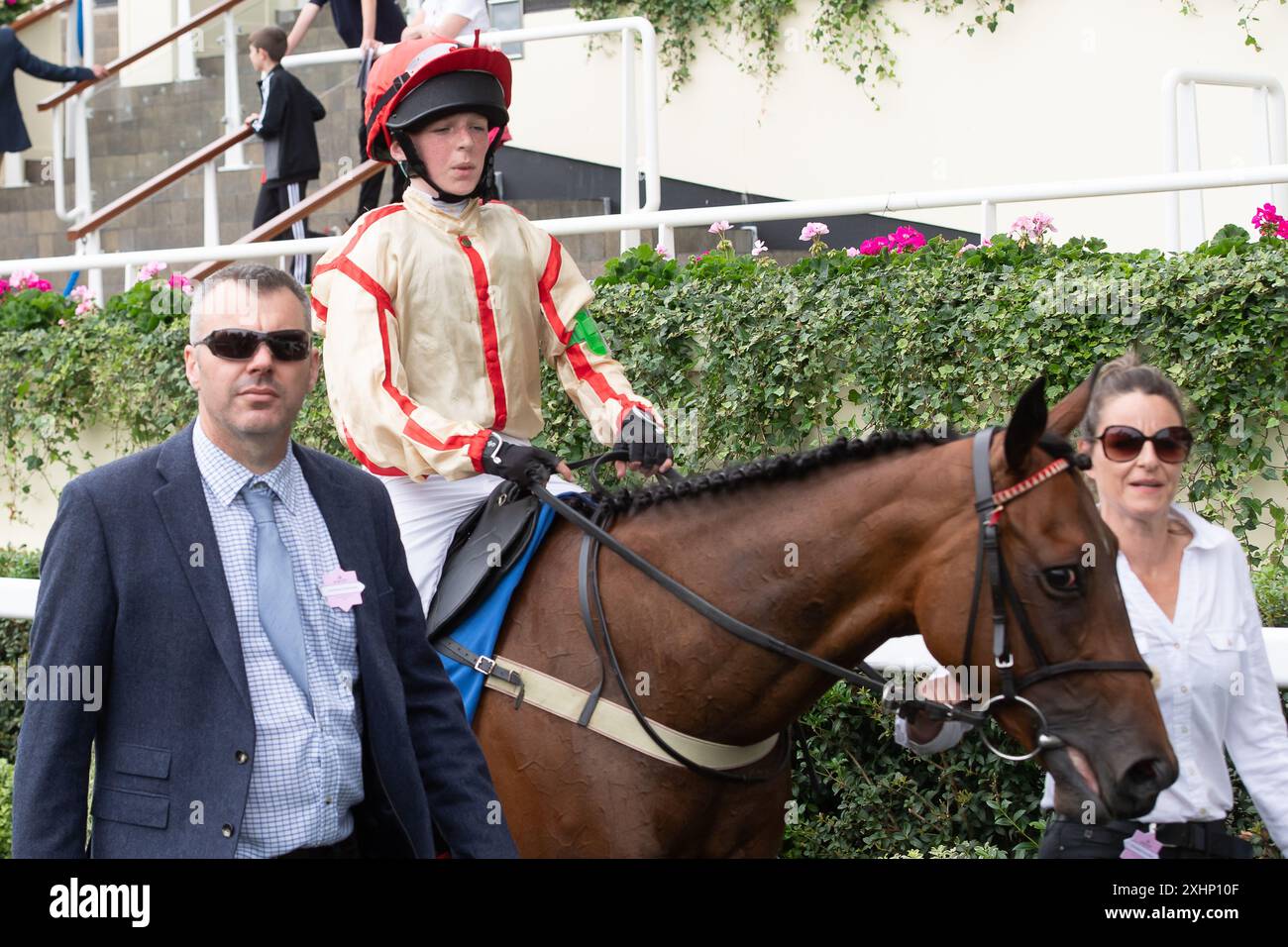 Ascot, Berkshire, UK. 13th July, 2024. A Rider Oscar Cairns won a place riding pony Holly Dove ...