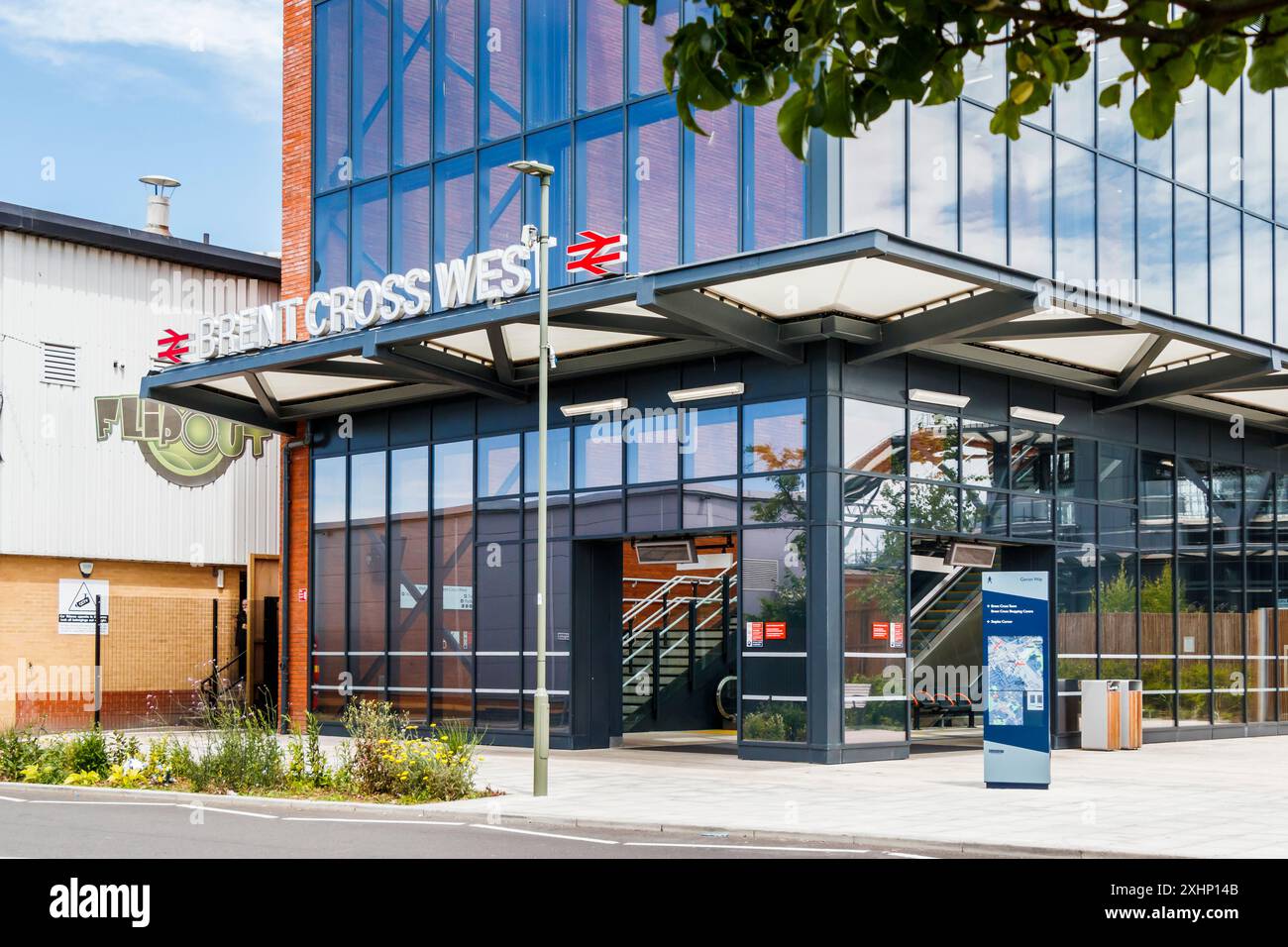 The entrance to Brent Cross West, a new railway station at Staples ...