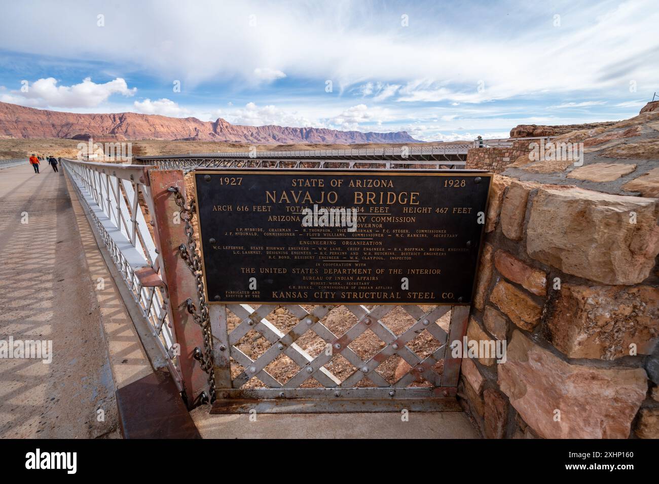 Page, Arizona - March 7, 2024: Plaque at the Navajo Bridge, giving ...