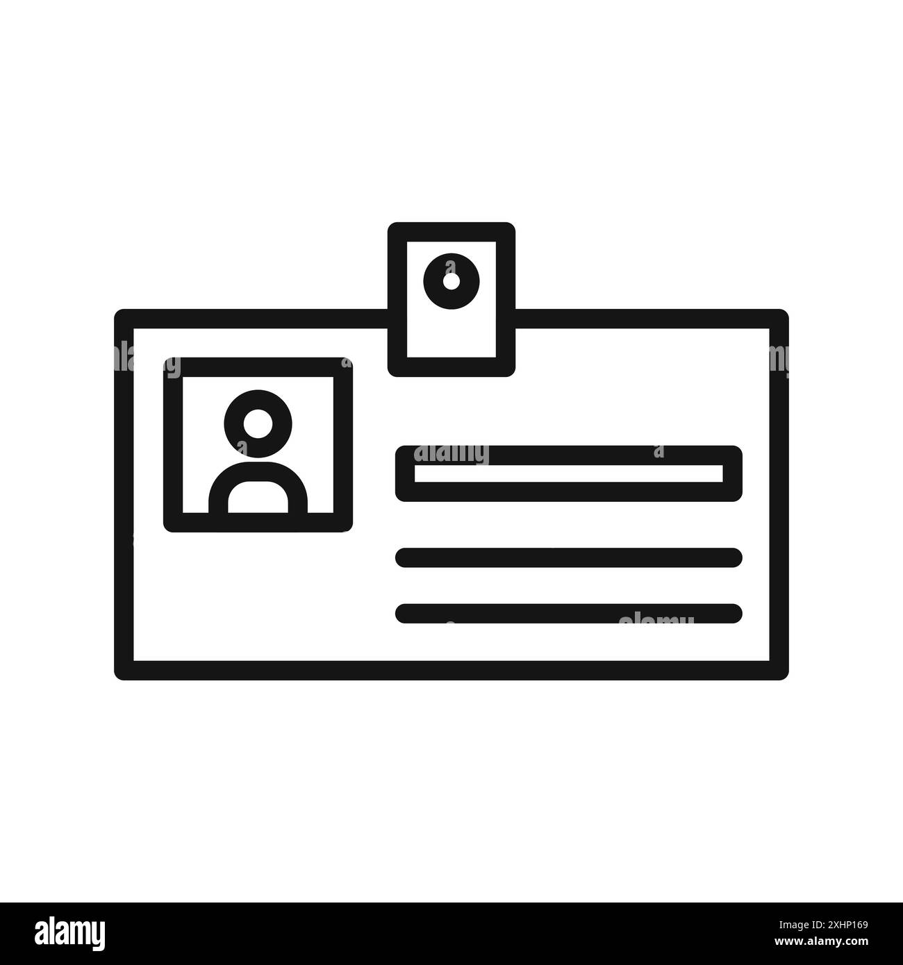 Identification card icon Black line art vector in black and white ...