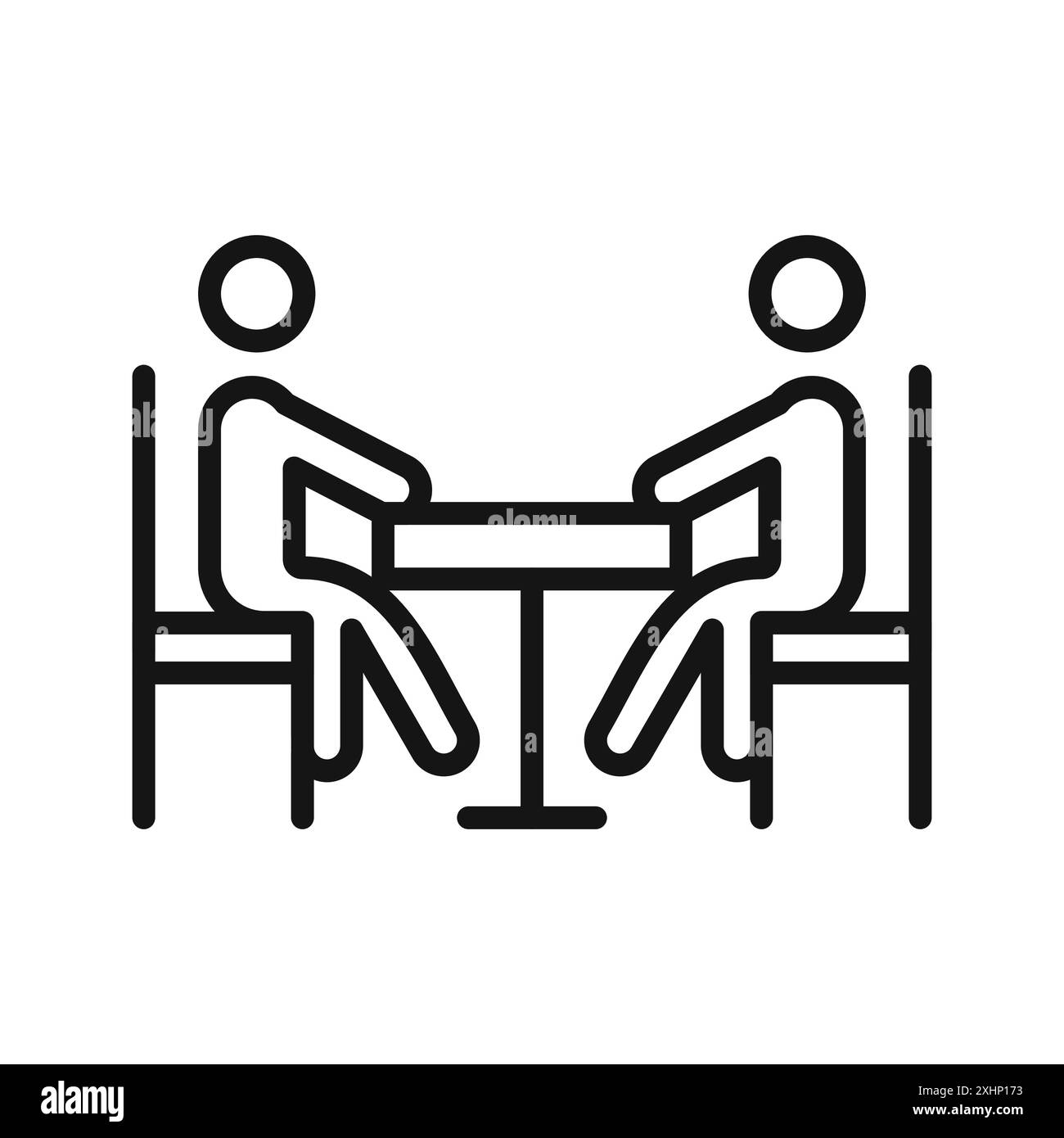 Job interview icon Black line art vector in black and white outline set ...