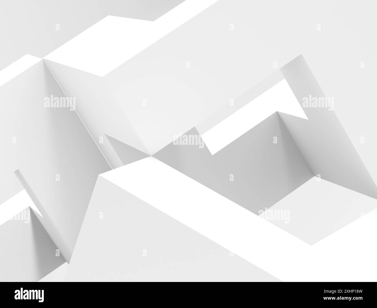 Abstract background with white geometric minimal installation. 3d ...