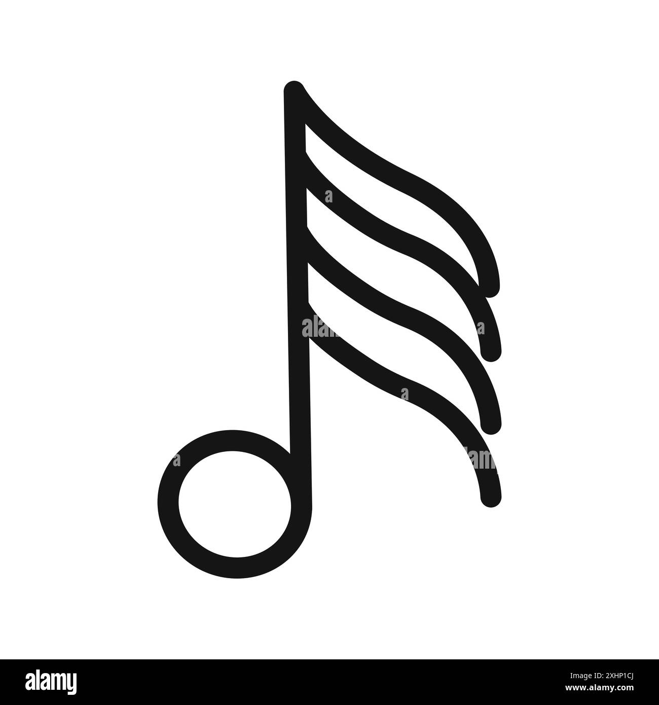 semiquaver note icon Black line art vector in black and white outline ...
