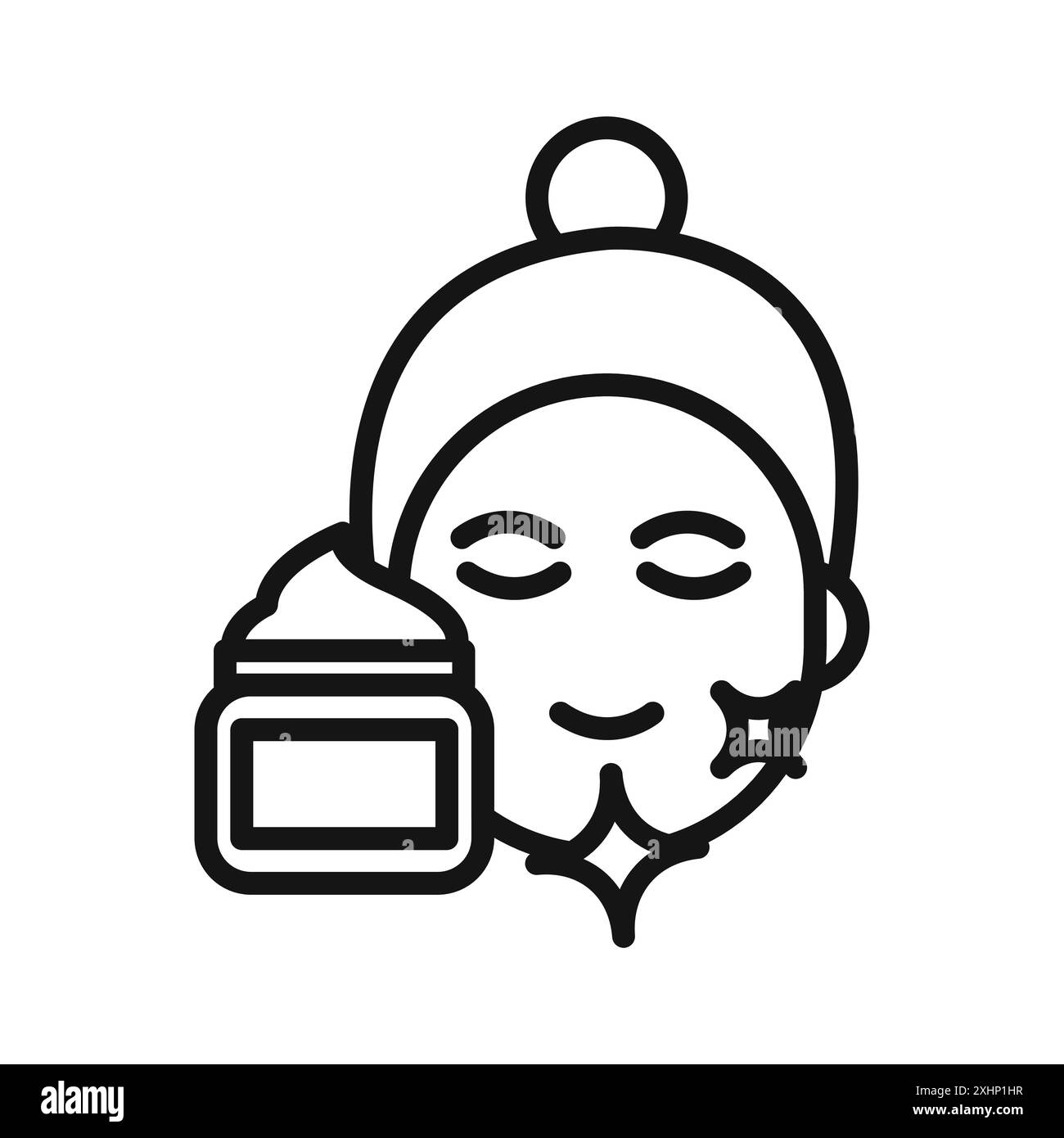 Skin care icon Black line art vector in black and white outline set ...