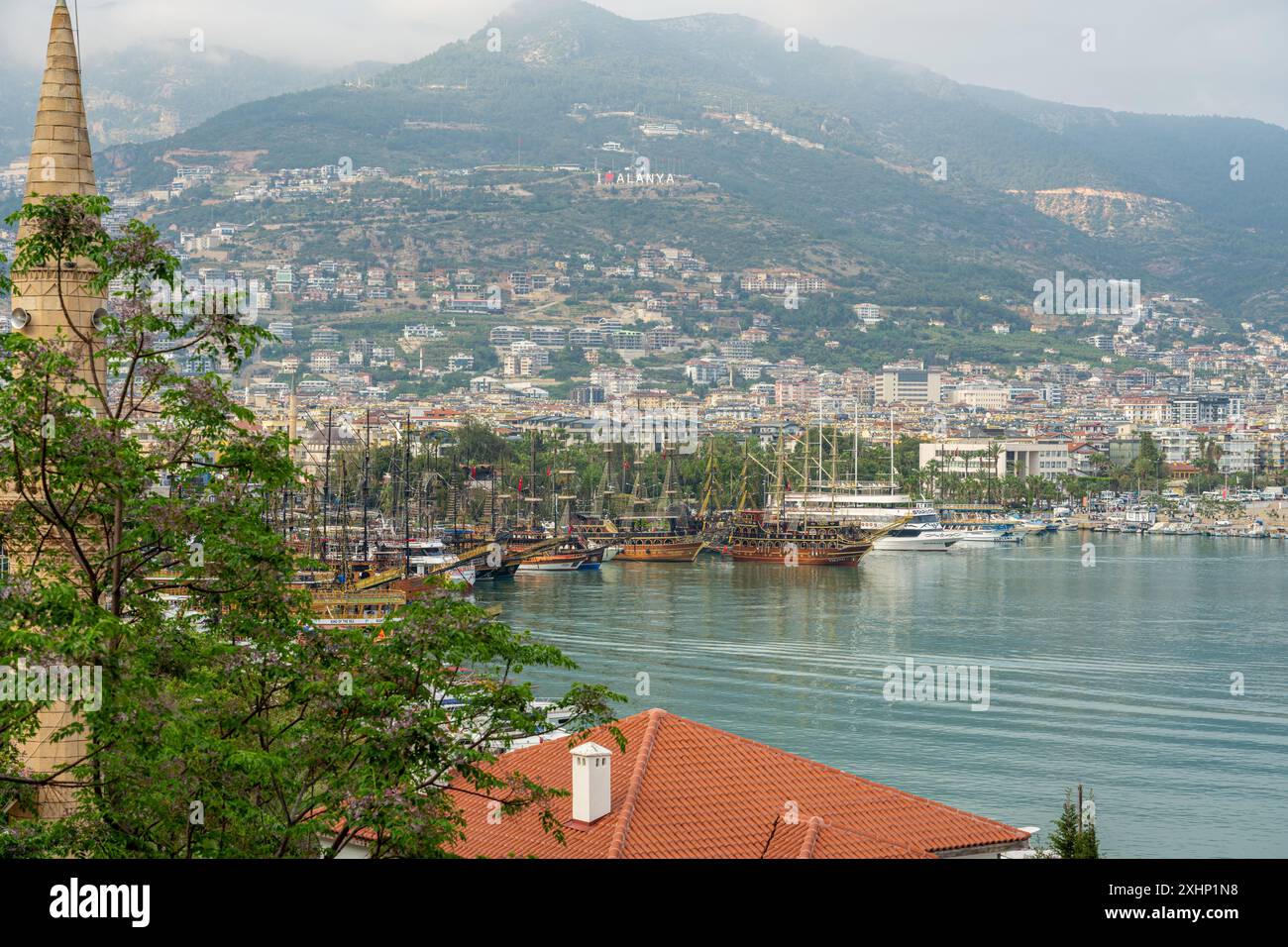 Antalya, Turkey - April 12, 2024: View of Alanya marina and walking ...