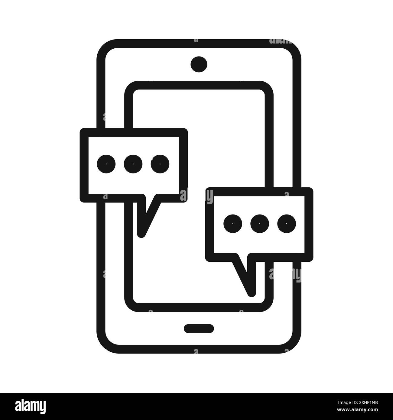 Message phone icon Black line art vector in black and white outline set collection sign Stock ...