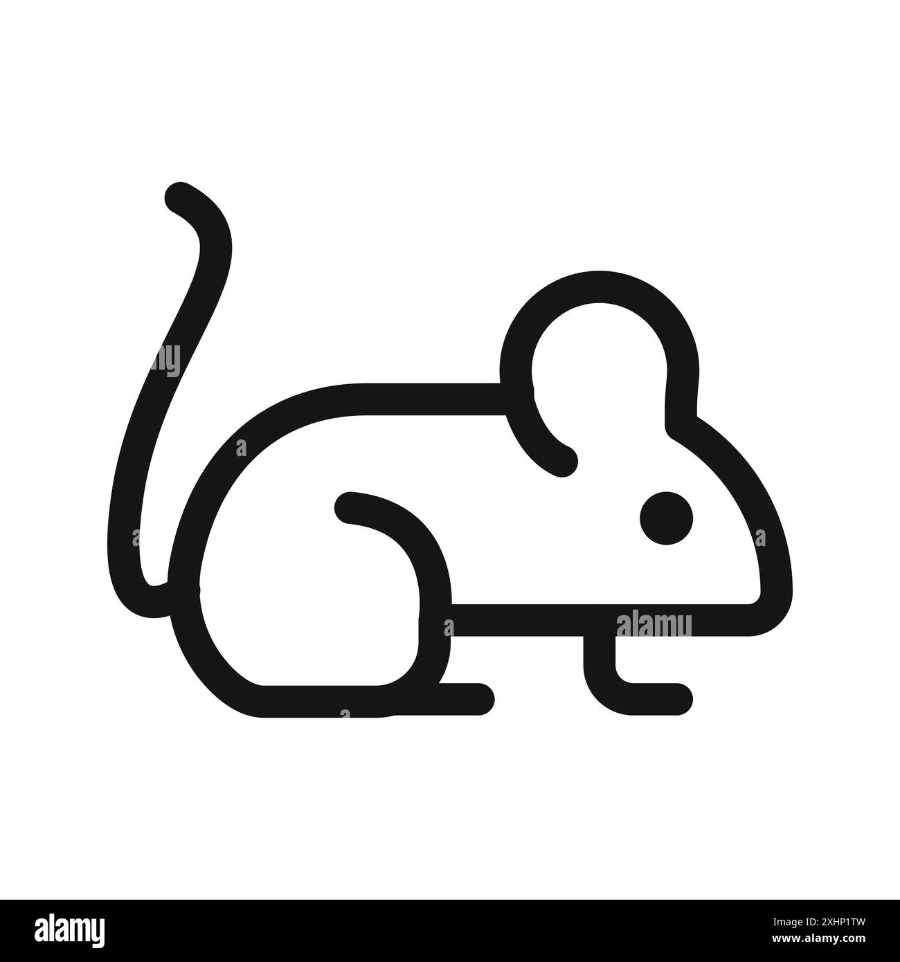 mouse animal icon Black line art vector in black and white outline set ...