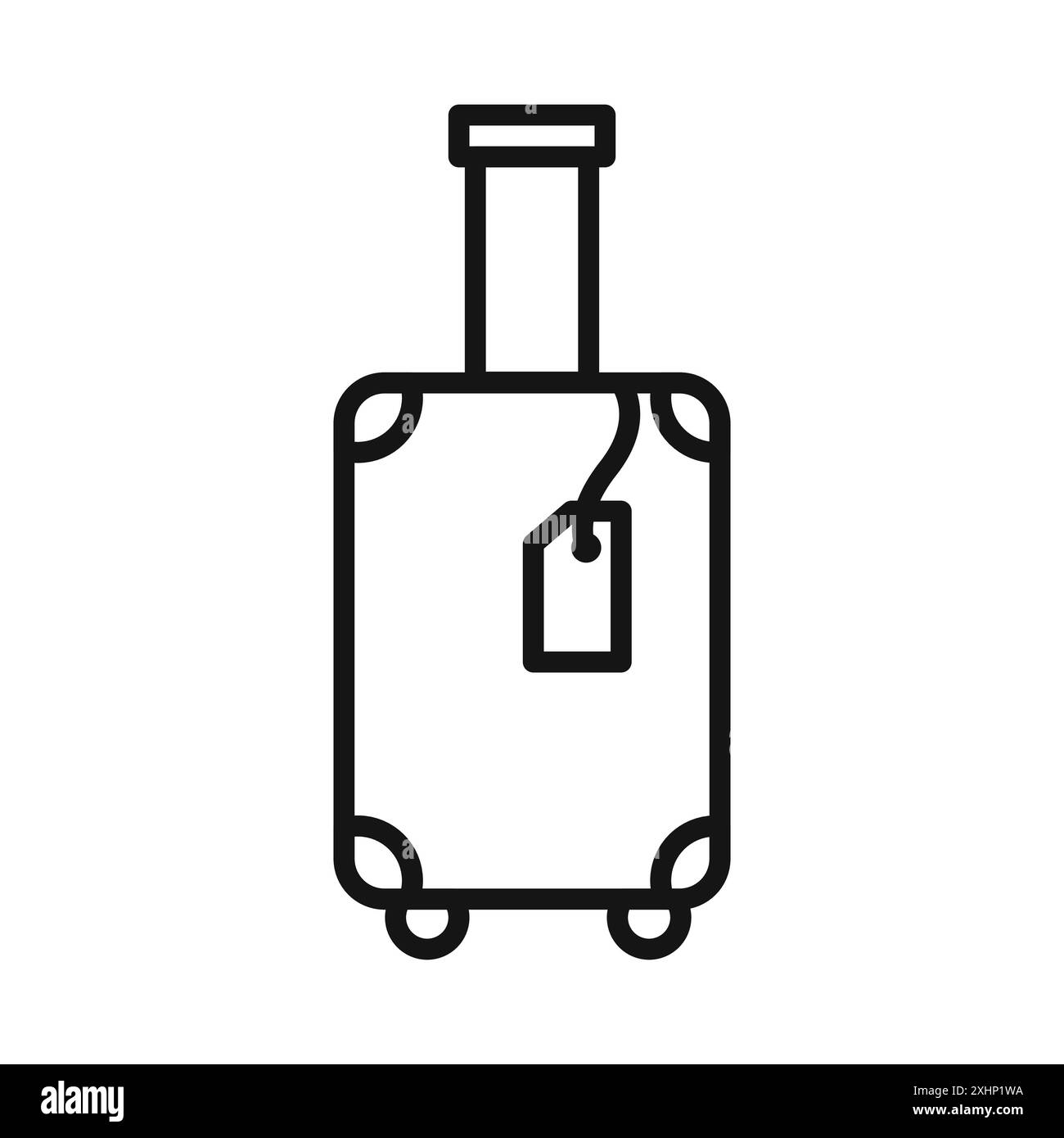 Suitcase travel tag icon Black line art vector in black and white ...