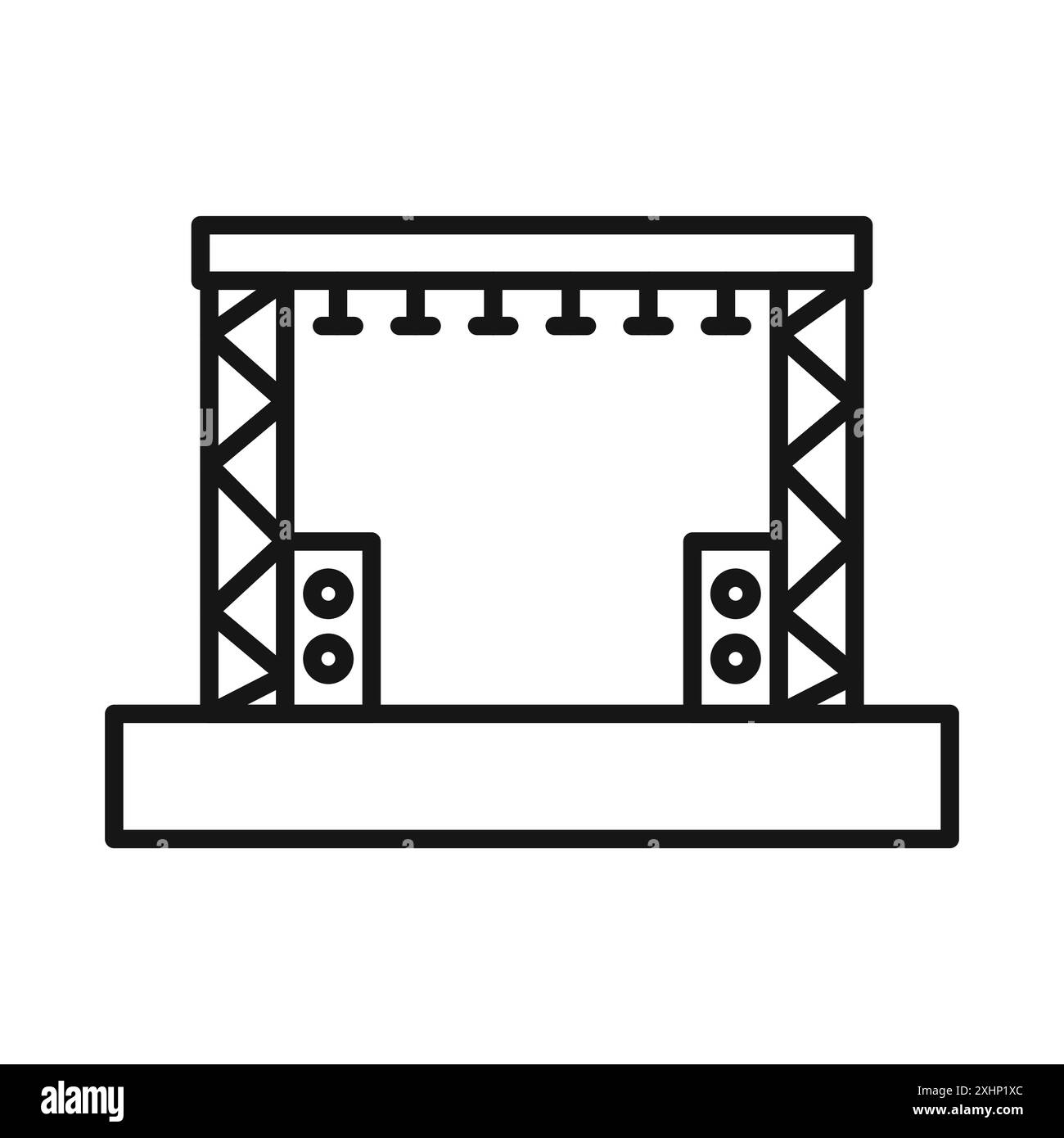 Stage icon Black line art vector in black and white outline set collection sign Stock Vector ...