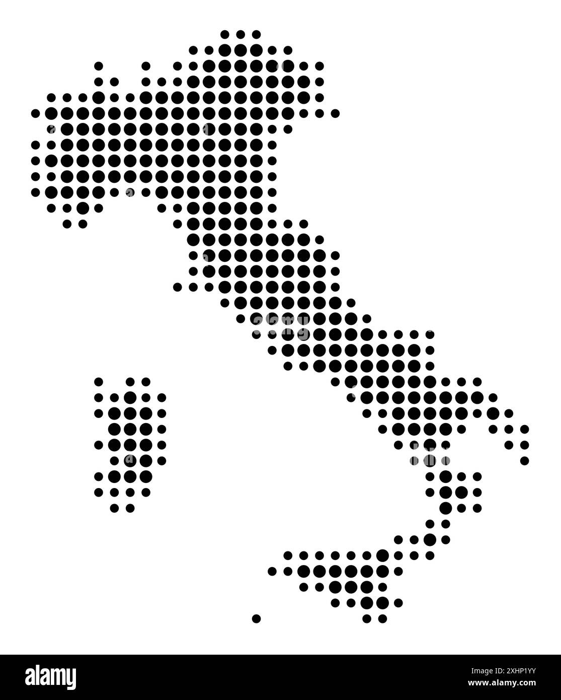 Abstract map of Italy showing the area of the country with a pattern of ...
