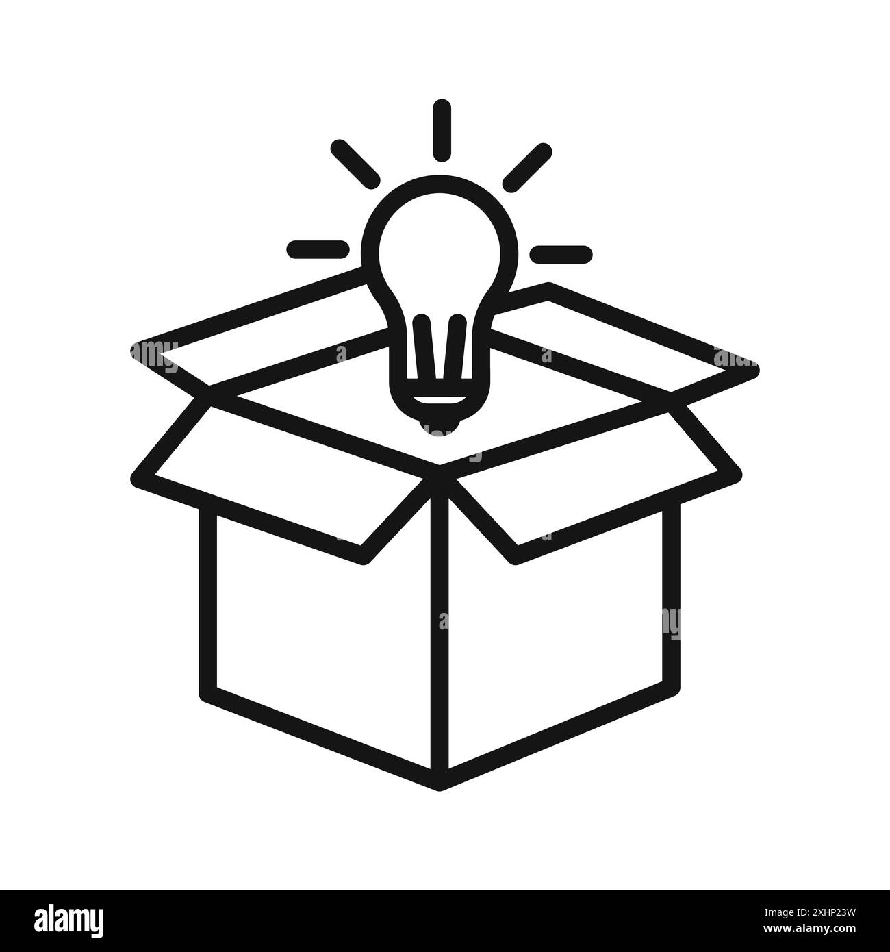 Think out of box idea icon Black line art vector in black and white outline set collection sign ...