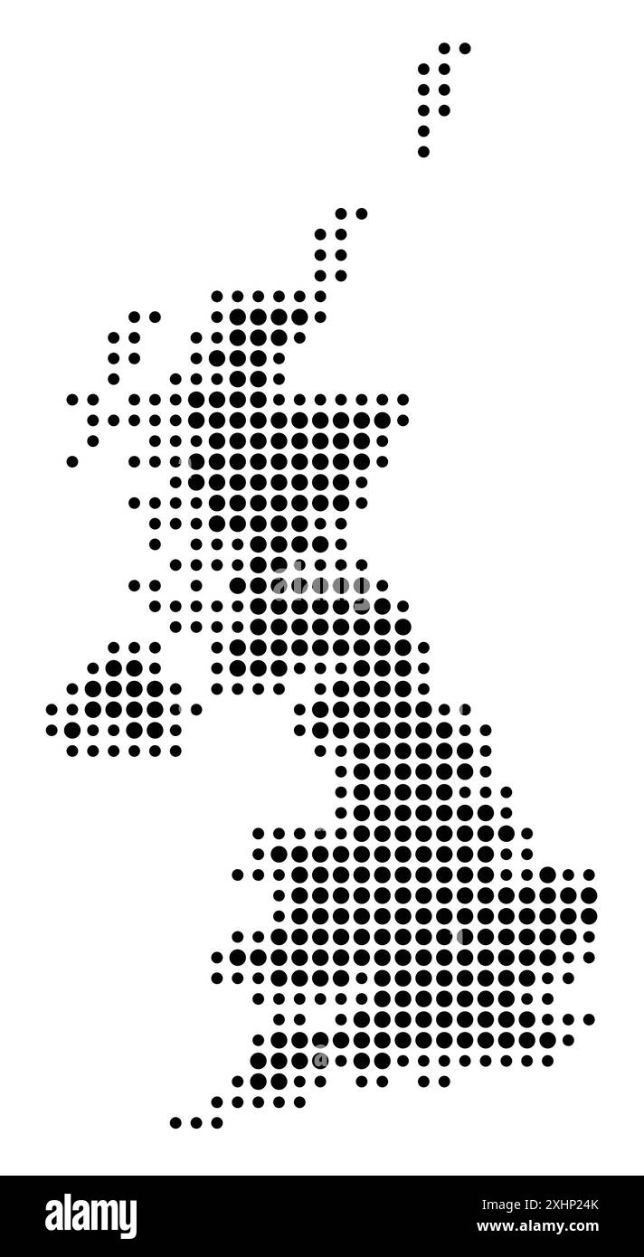 Abstract map of the United Kingdom showing the area of the country with ...