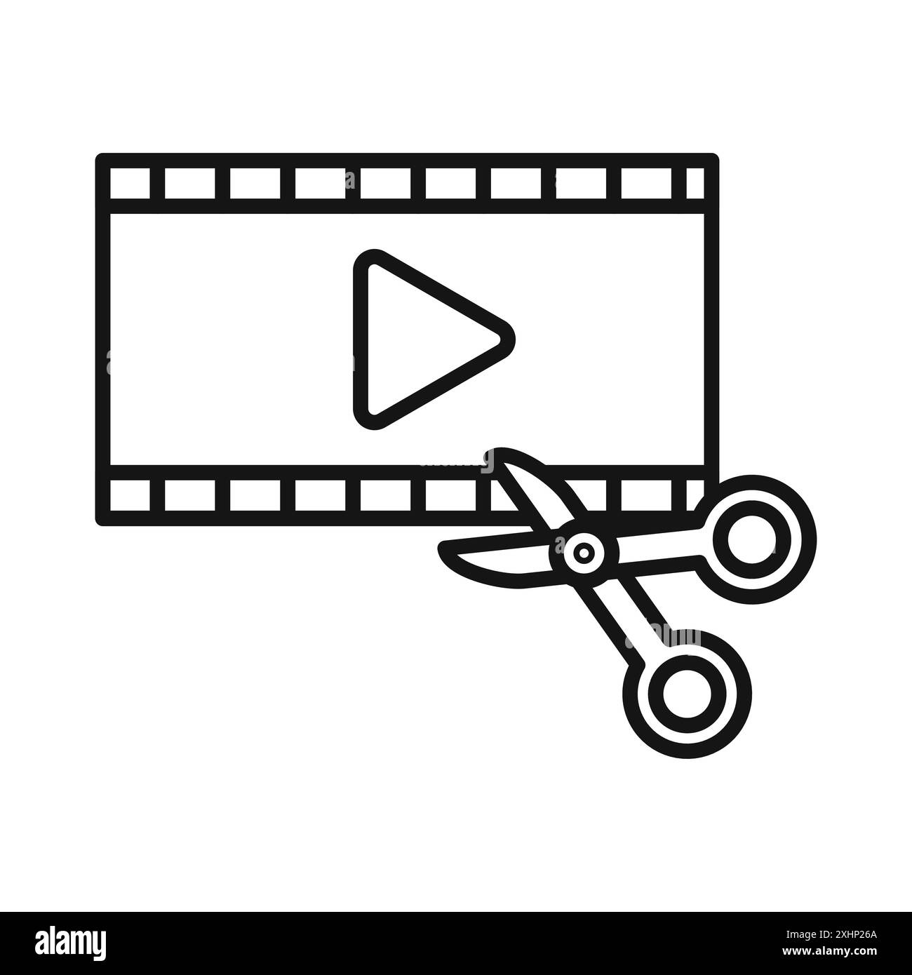 video Editor icon Black line art vector in black and white outline set ...