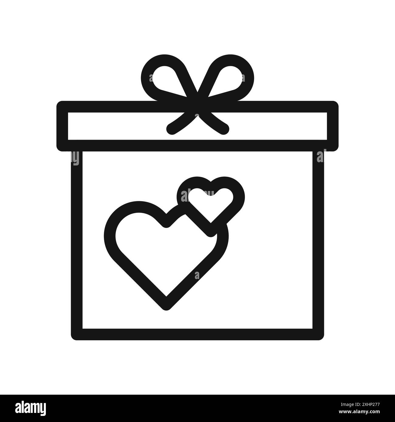 Valentine's day gift icon Black line art vector in black and white ...