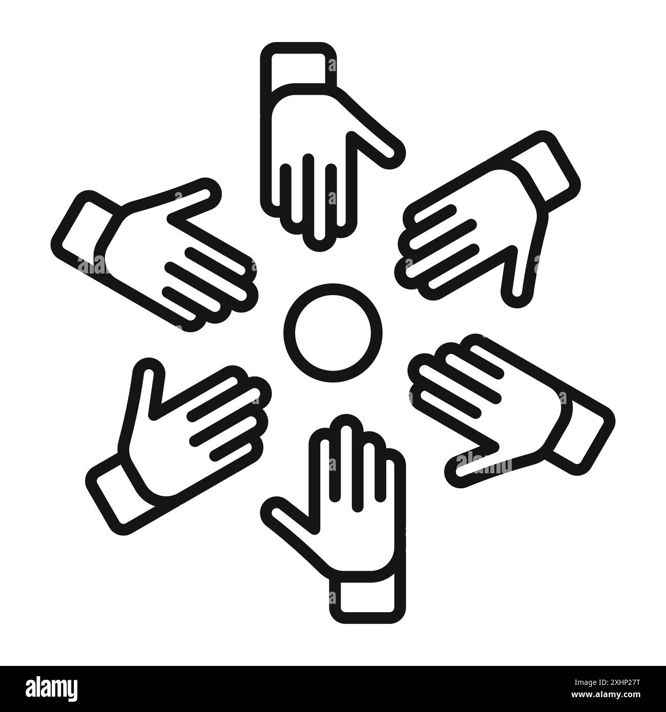 Unity and teamwork icon Black line art vector in black and white outline set collection sign ...