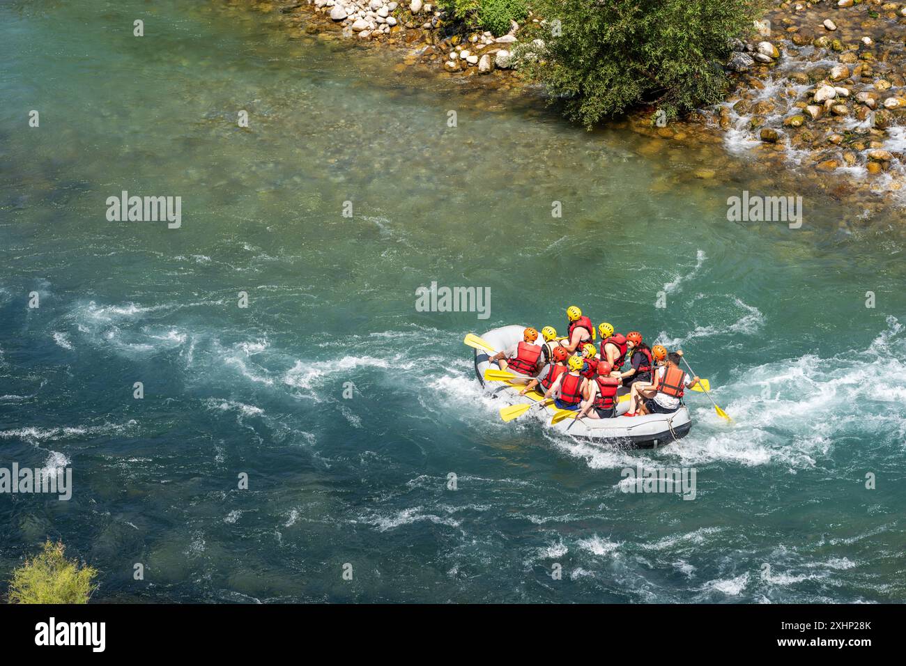 Antalya, Turkey - June 27, 2024: Rafting on a big rafting boat on the ...
