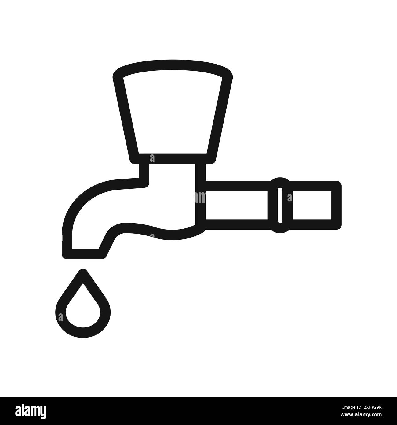 Tap Water Outline Water Tap With Glass Vector Isolated On White