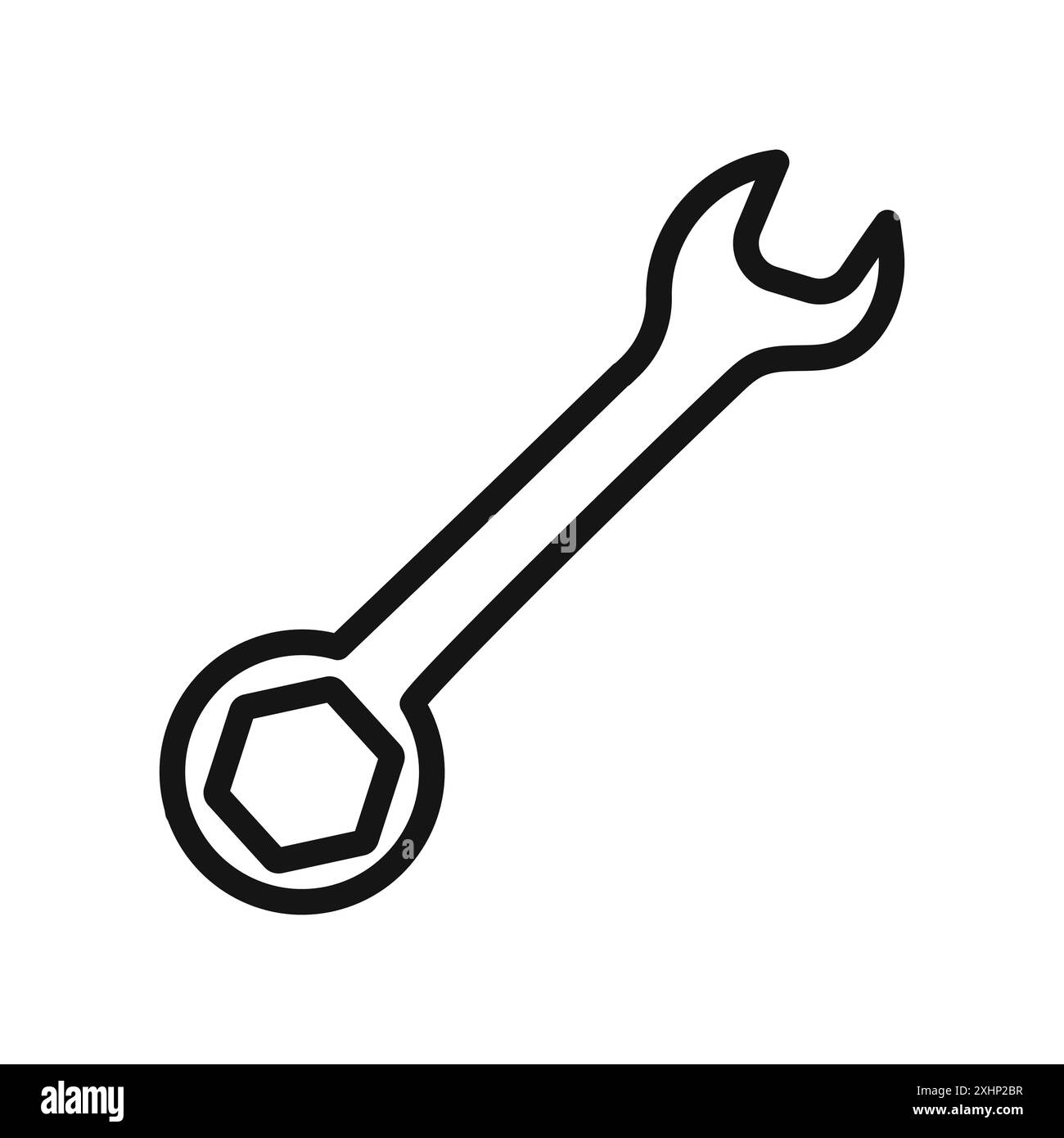 Wrench icon Black line art vector in black and white outline set ...