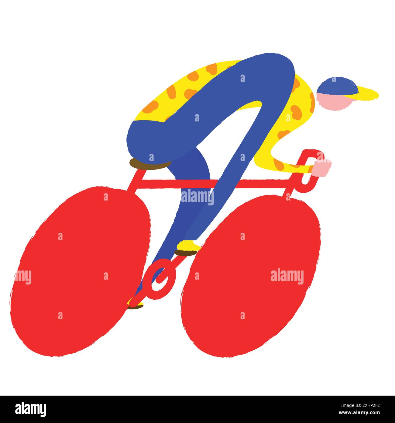 Cartoon style vector illustration of cyclist in yellow and blue attire ...