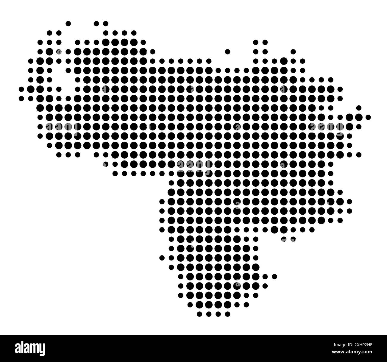 Abstract map of Venezuela showing the area of the country with a ...