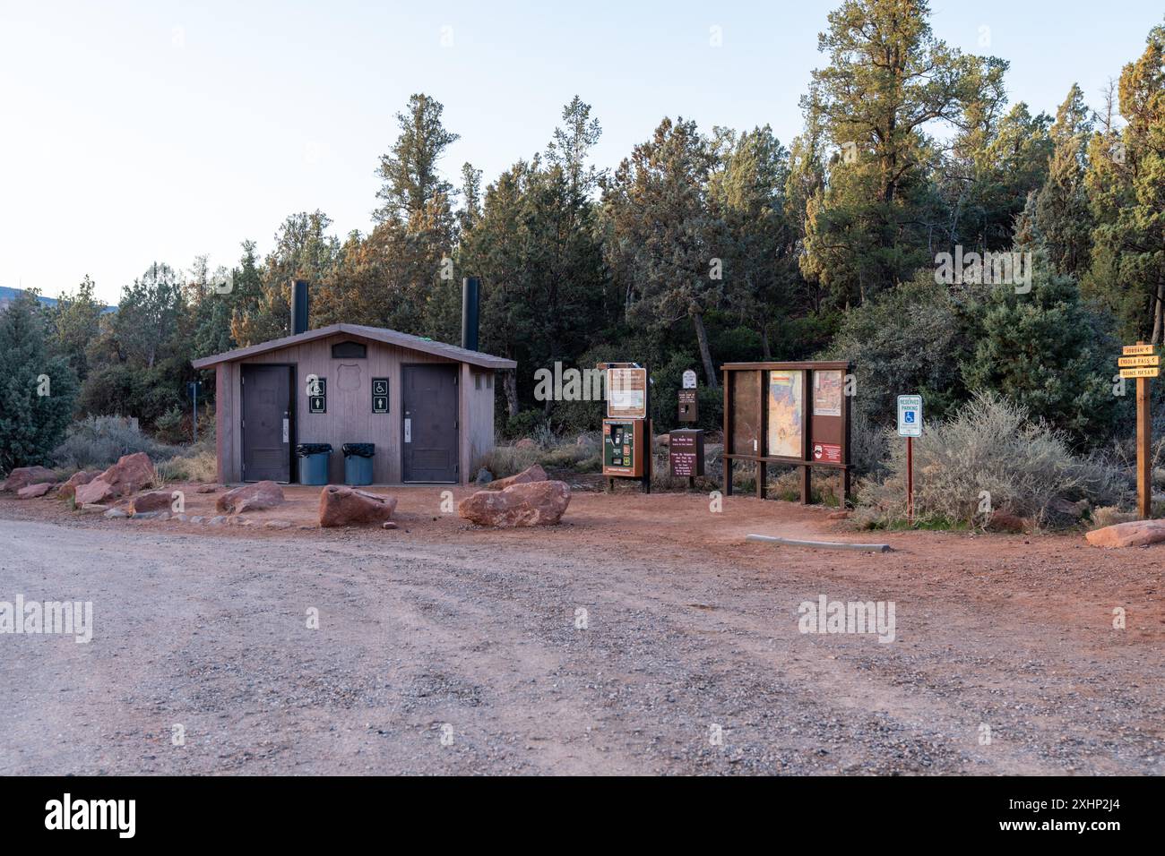 Sedona, Arizona - March 10, 2024: Restrooms and parking lot at the Jim ...
