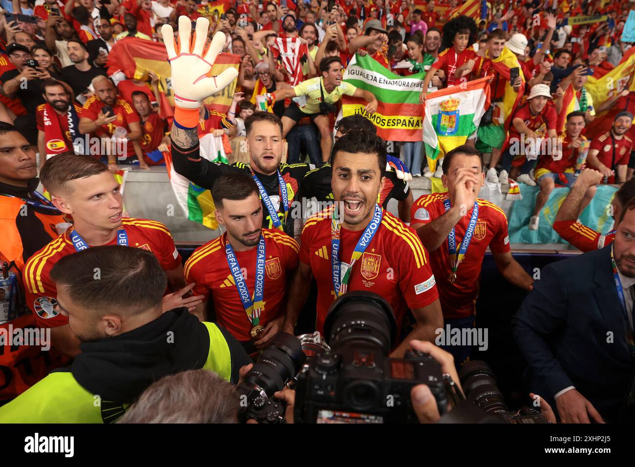 Berlin, Germany. 14th July, 2024. Dani Olmo, Alejandro Remiro, Ayoze ...