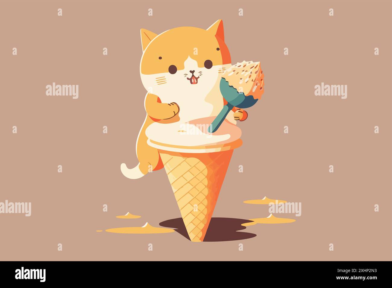 Cat eat ice cream vector illustration Stock Vector Image & Art - Alamy