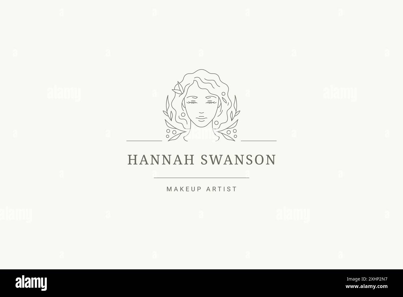 Blossom floral woman portrait minimalist line logo design template ...
