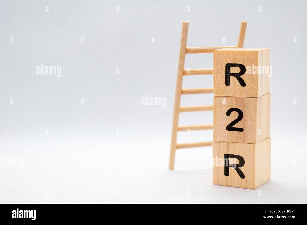 Record to Report - R2R text on wooden cubes with wooden ladder ...
