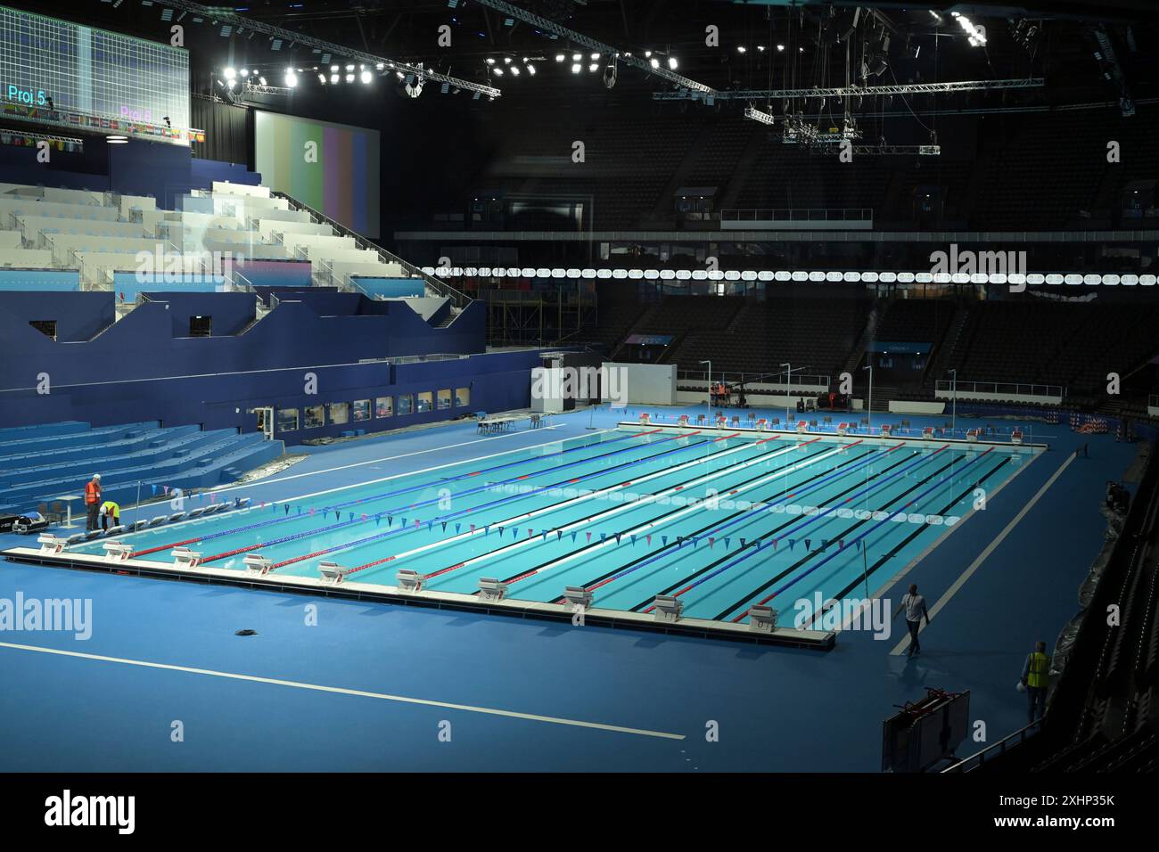 The swimming pool for Olympic competitions is seen in the Paris La ...