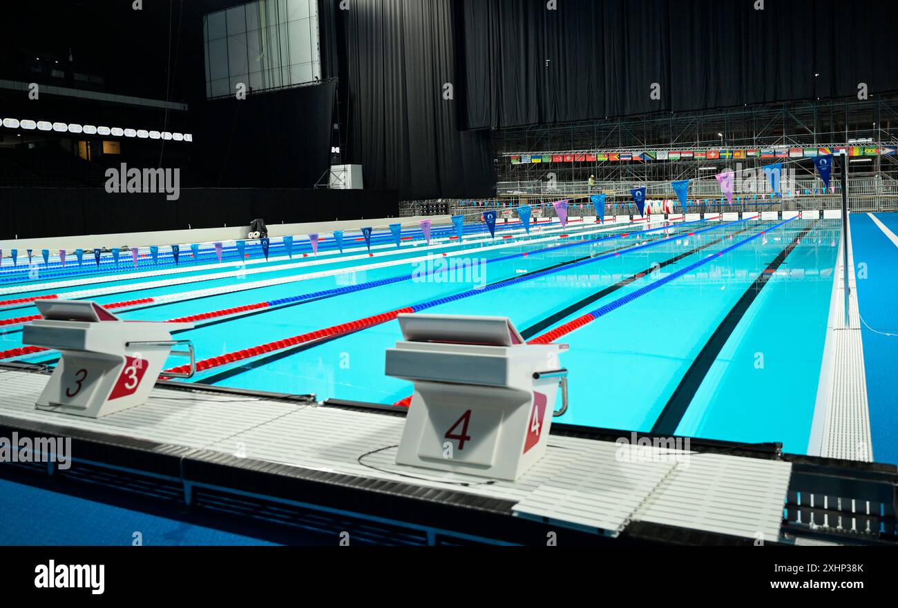 The swimming pool for Olympic competitions is seen in the Paris La ...