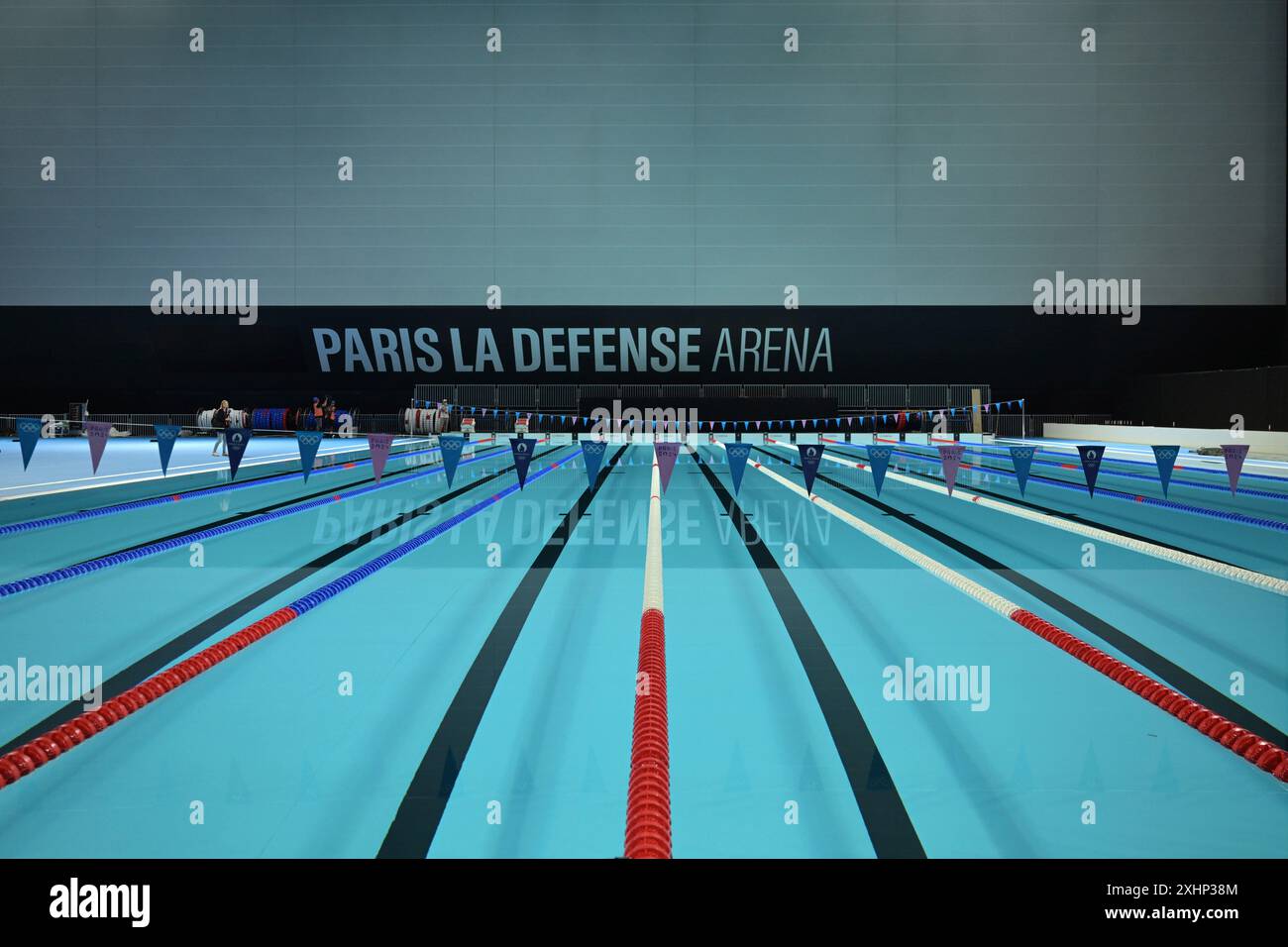The swimming pool for Olympic competitions is seen in the Paris La ...