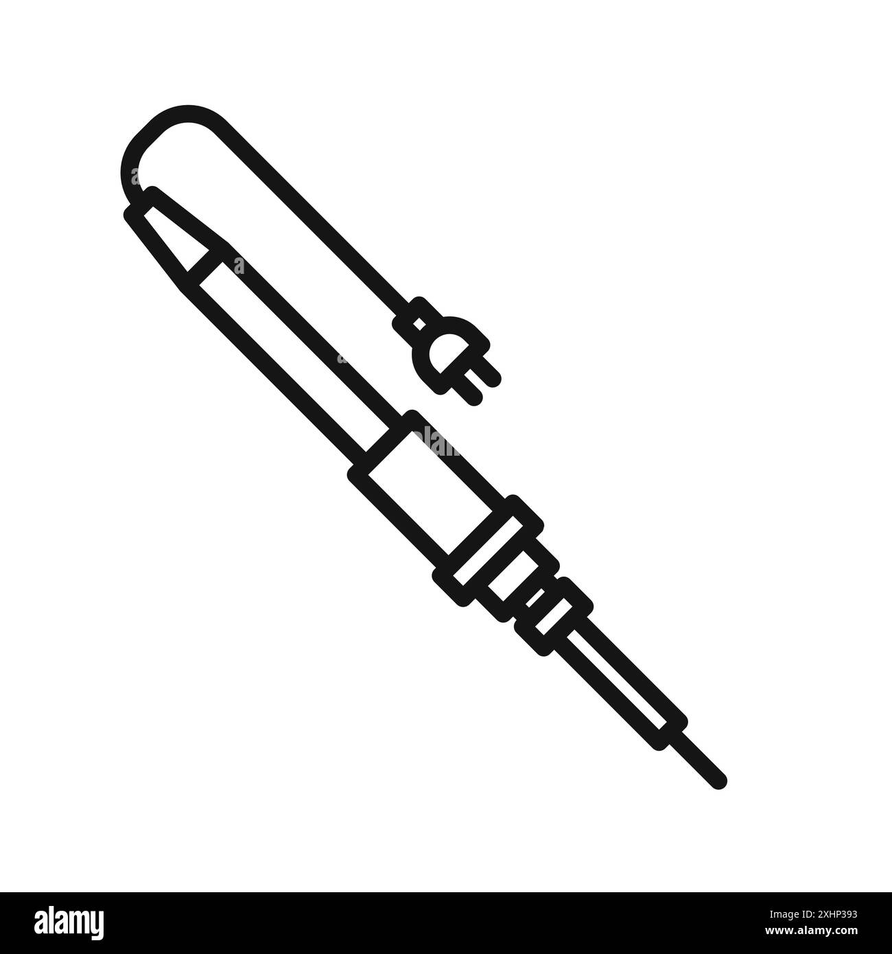 Soldering iron icon Black line art vector in black and white outline ...