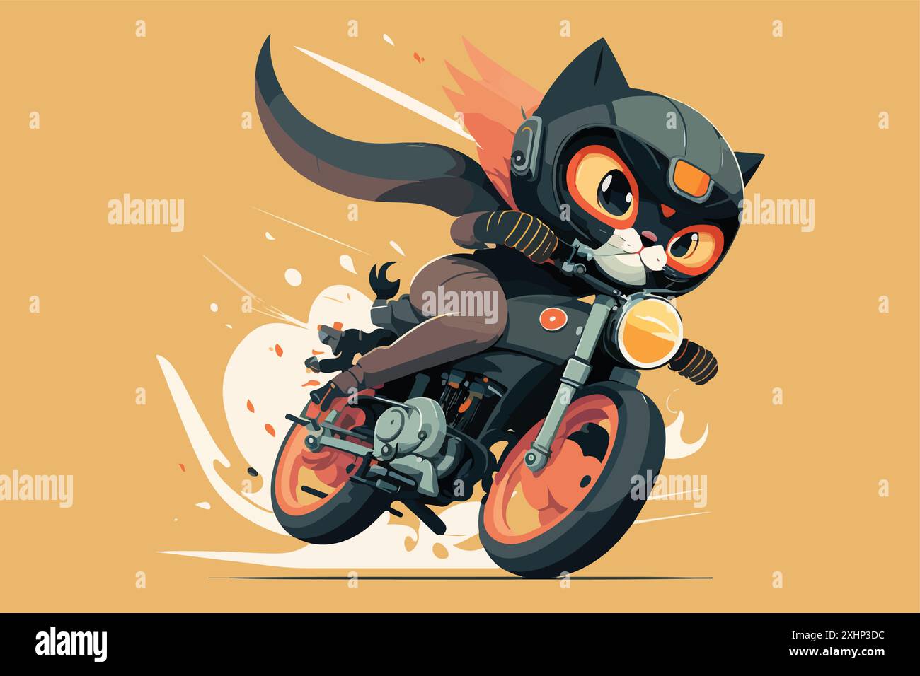 Cat riding a motorcycle vector illustration Stock Vector Image & Art ...